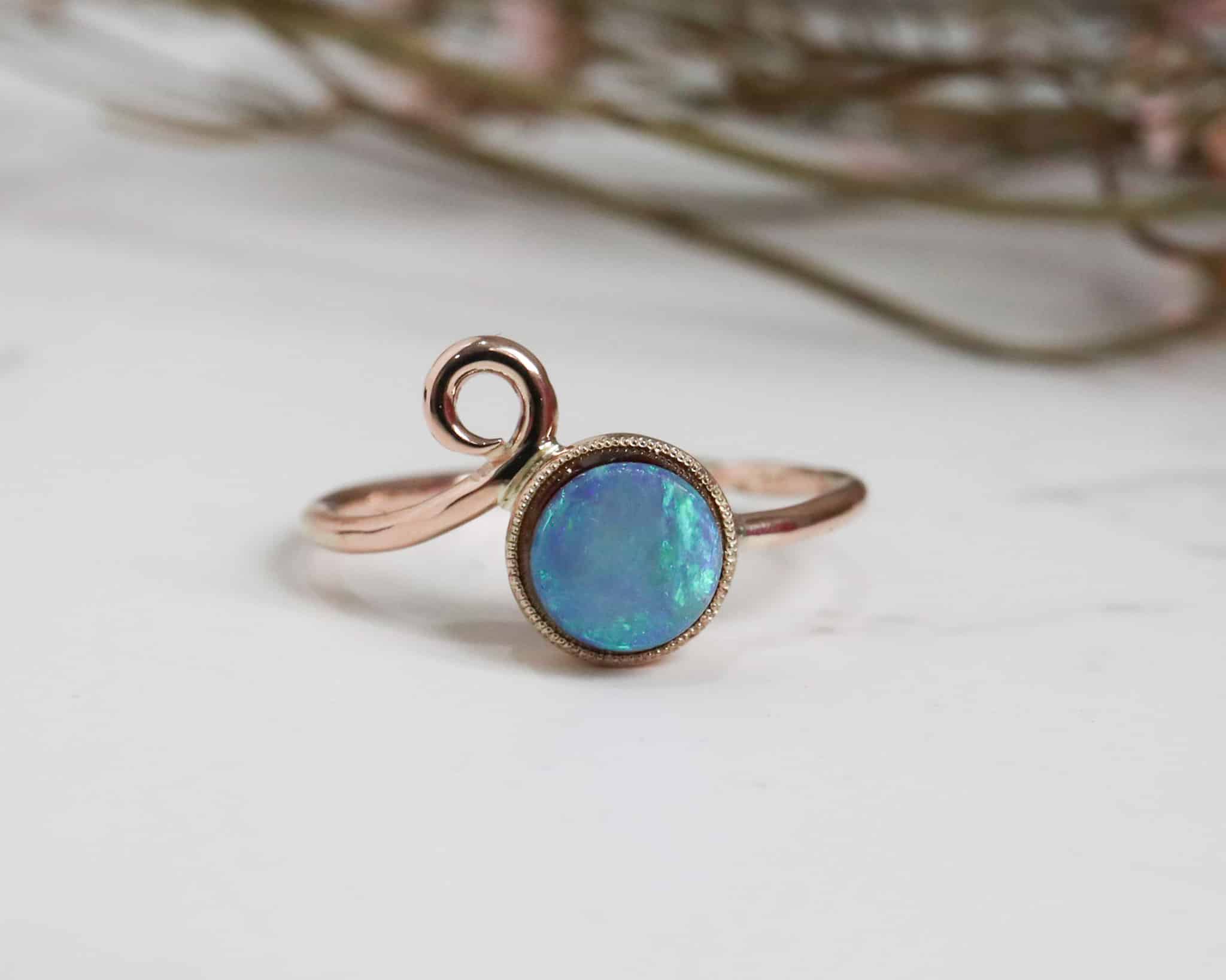 Victorian 9ct Gold Opal Stacking Ring - Aladdins Cave Jewellery