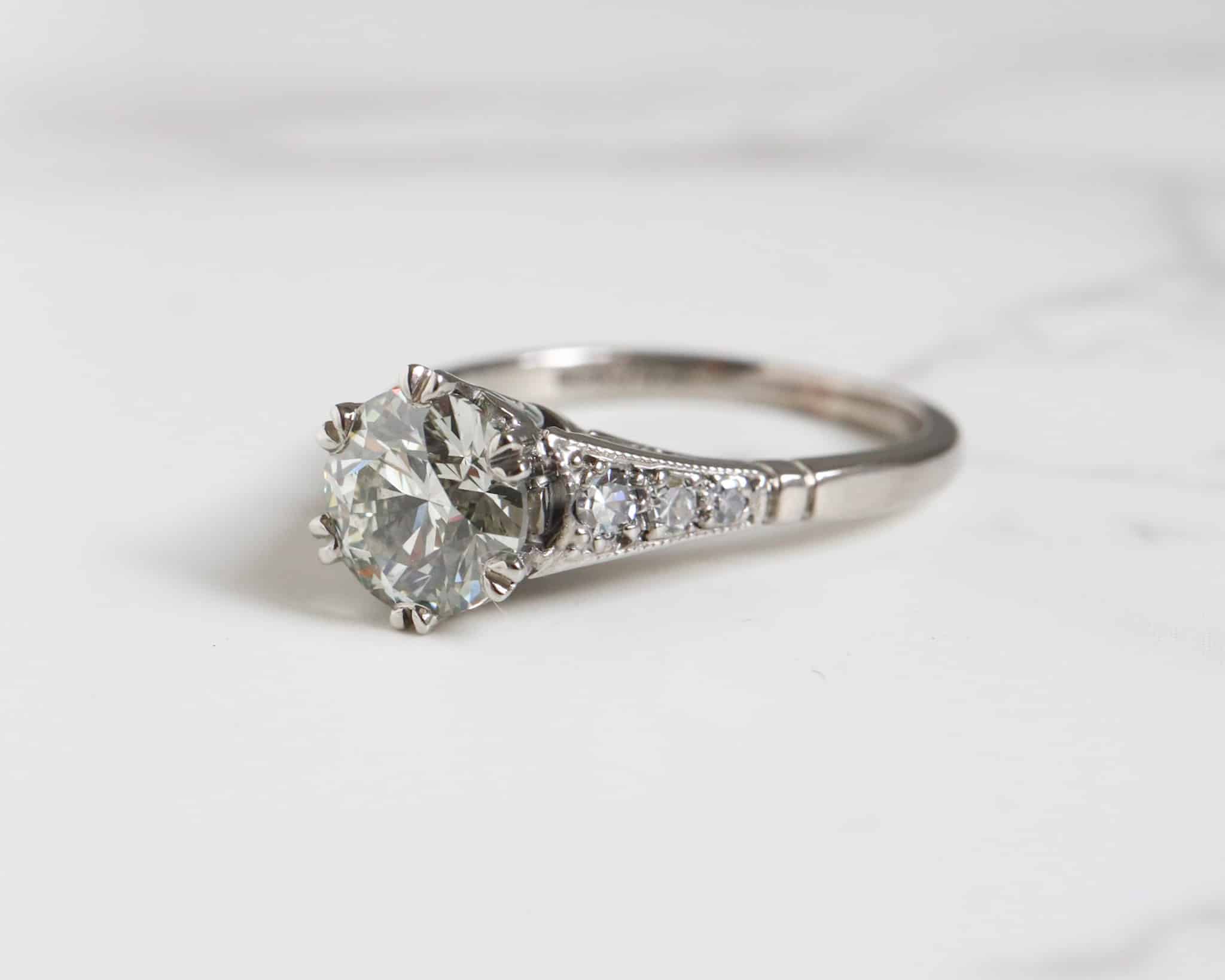 Art Deco Diamond Solitaire Ring 1ct - Aladdins Cave Jewellery