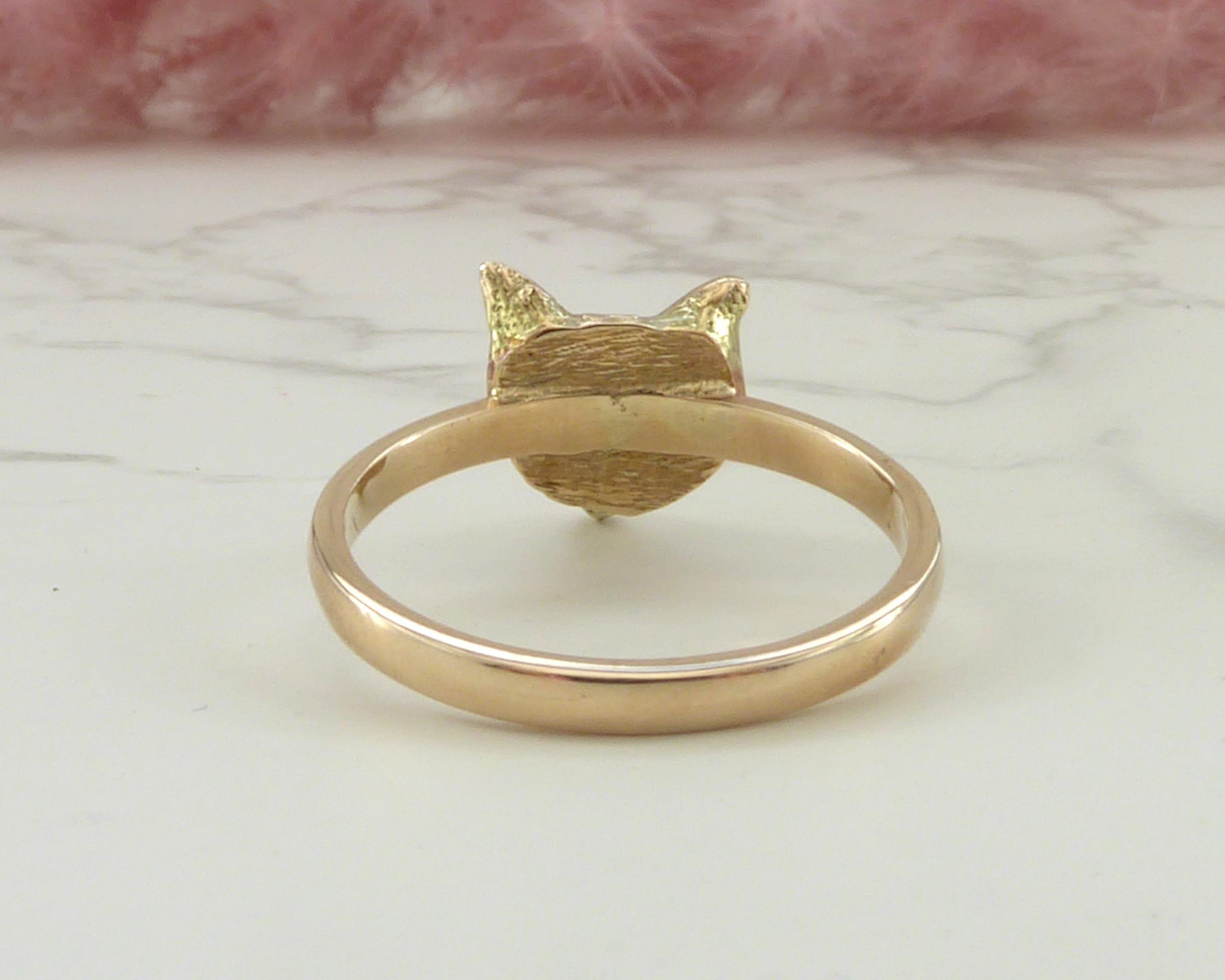 Edwardian 9ct Gold Fox Head Ring - Aladdins Cave Jewellery