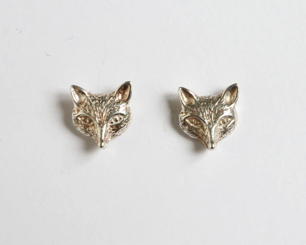 Silver Fox Head Stud Earrings - Aladdins Cave Jewellery