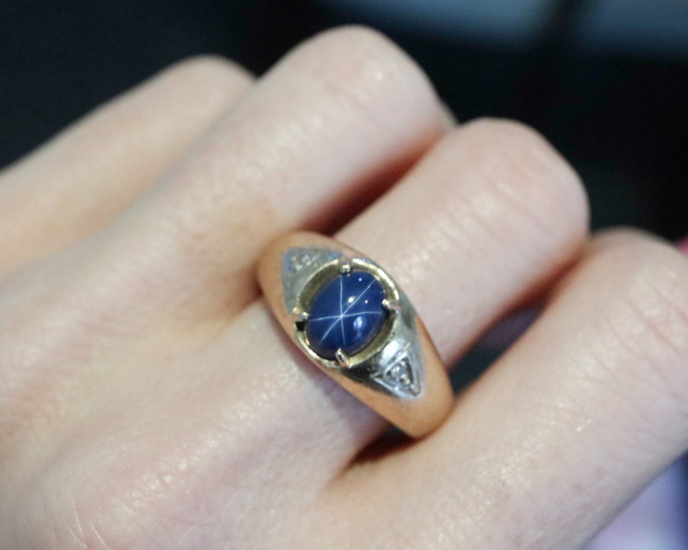 Vintage 10ct Gold Star Sapphire Ring - Aladdins Cave Jewellery