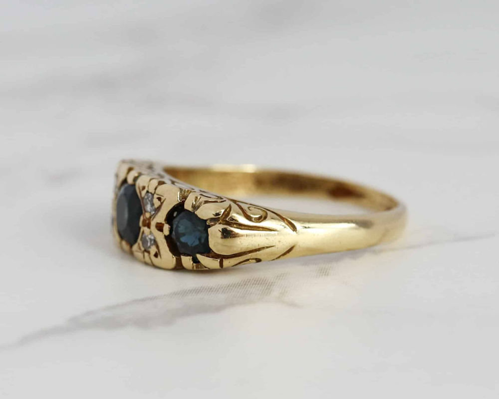 Vintage 18ct Gold, Sapphire and Diamond Gypsy Ring - Aladdins Cave ...