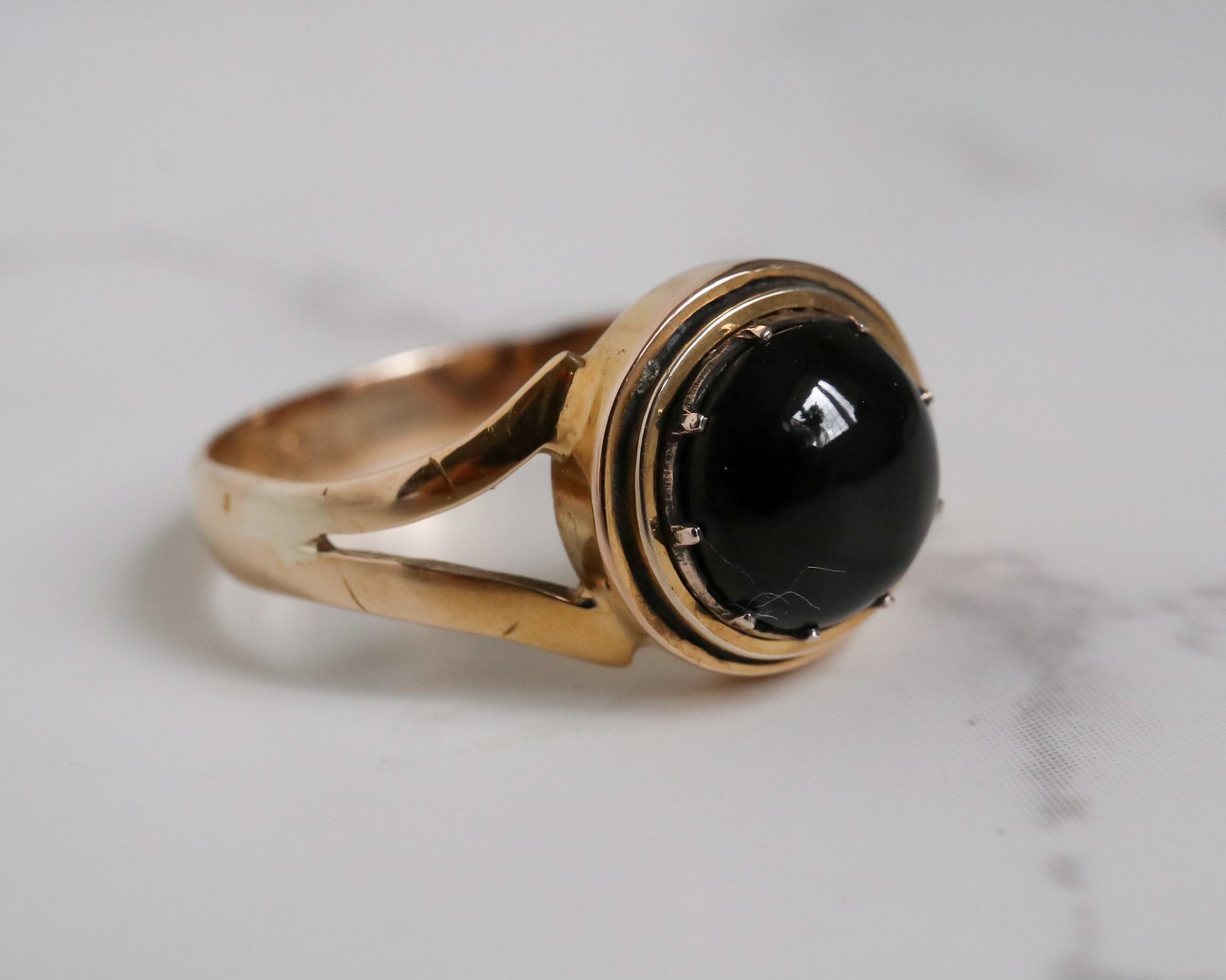 Antique Jet Ring 18ct Gold - Aladdins Cave Jewellery