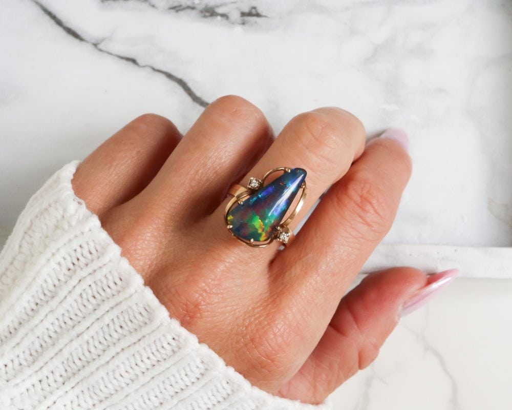 9ct Gold Opal Statement Ring - Aladdins Cave Jewellery