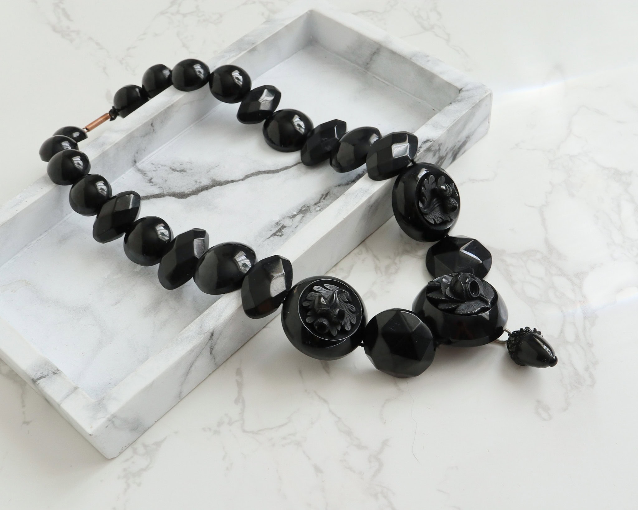 Antique Whitby Jet Choker Necklace - Aladdins Cave Jewellery