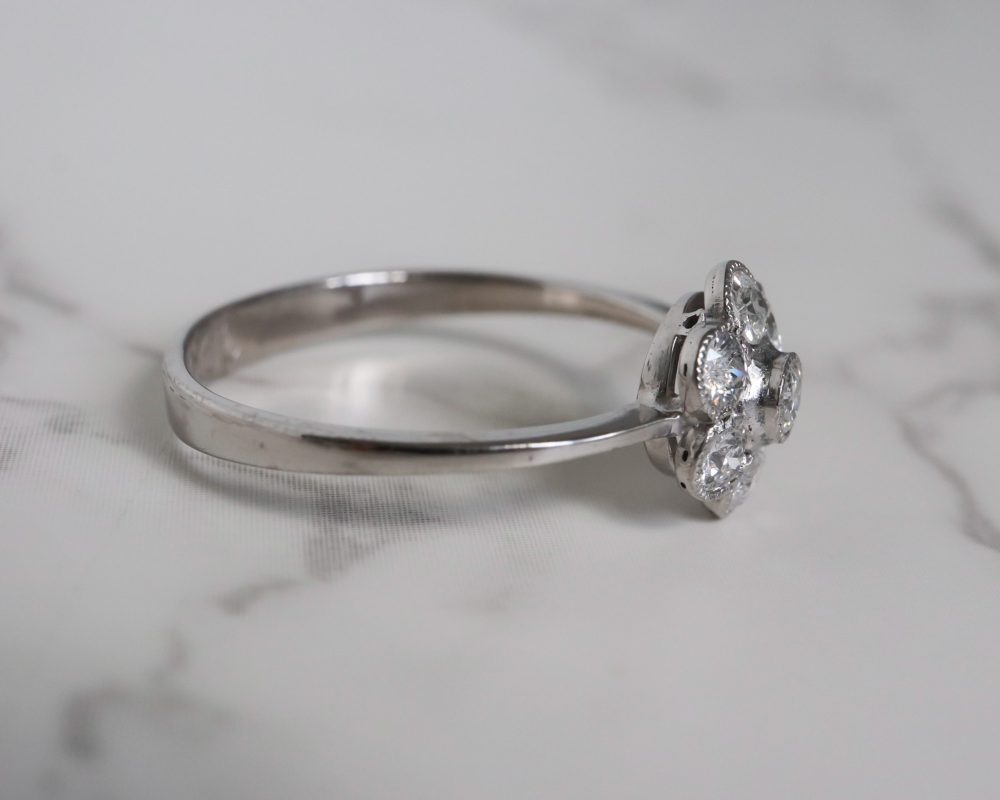 Edwardian Diamond Daisy Ring - Aladdins Cave Jewellery