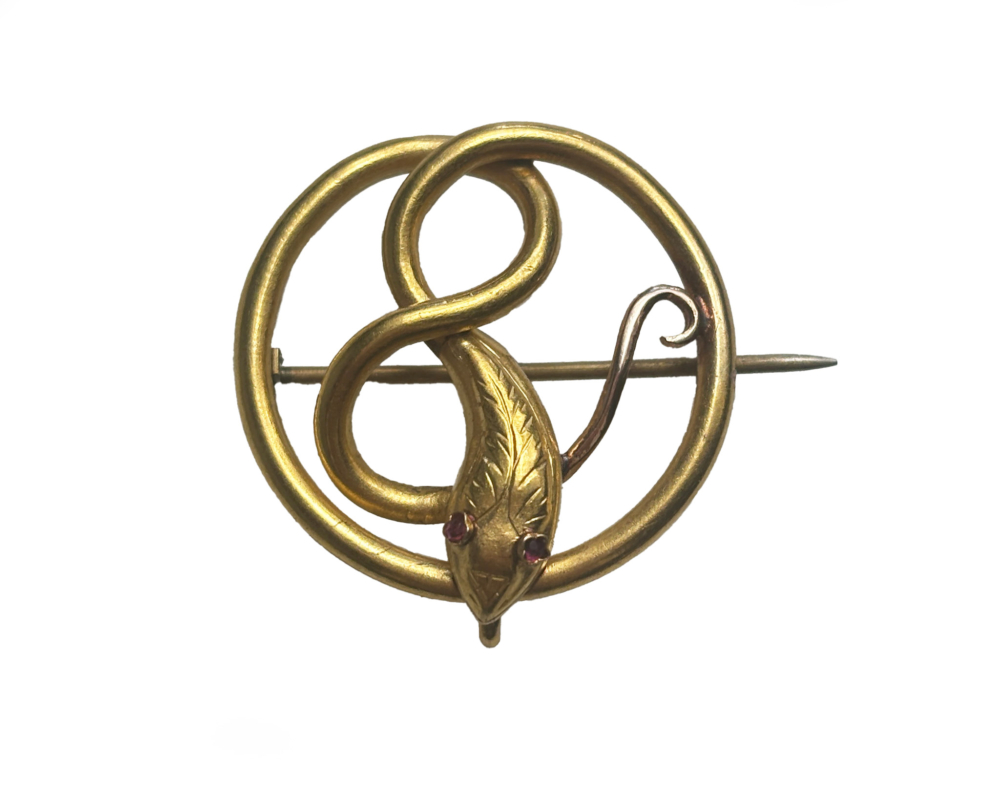 Antique 18ct Gold Snake Brooch - Aladdins Cave Jewellery