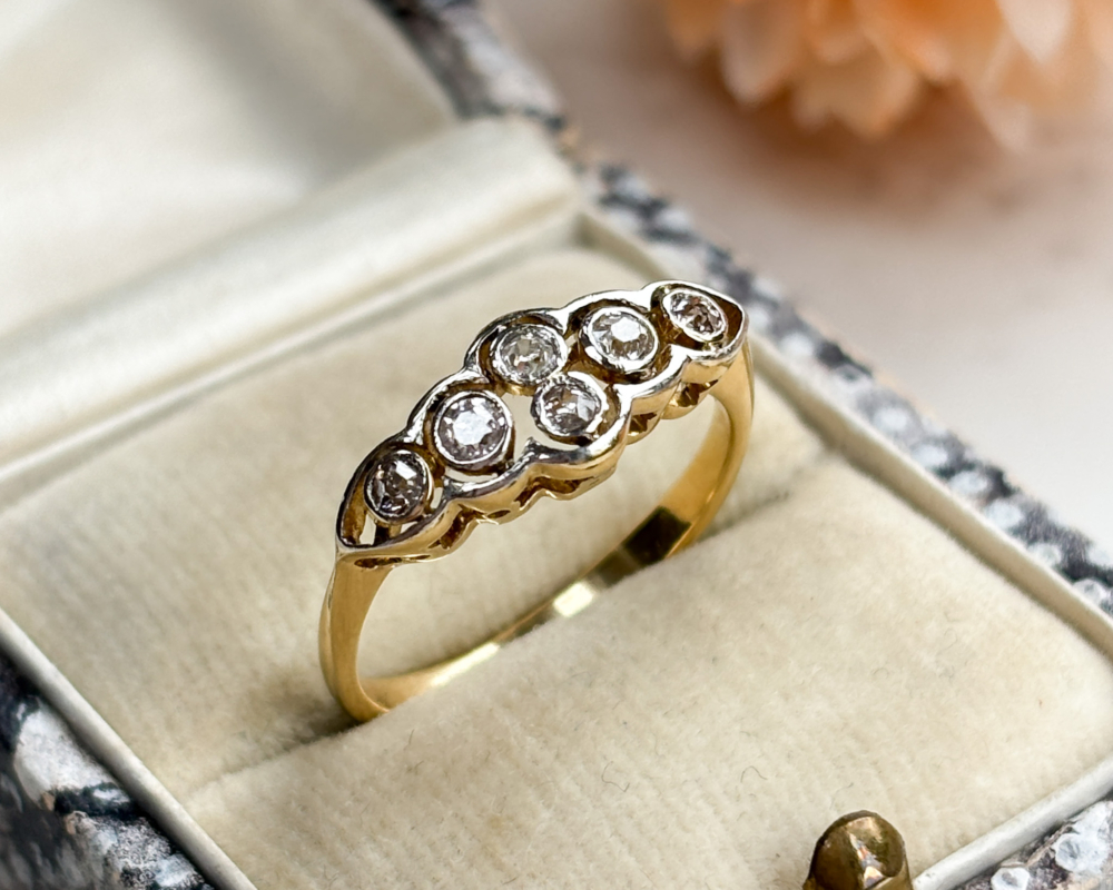 Art Deco Diamond Six Stone Ring - Aladdins Cave Jewellery