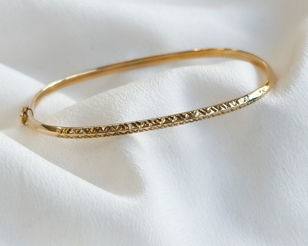 Vintage 9ct Gold Slim Bangle - Aladdins Cave Jewellery