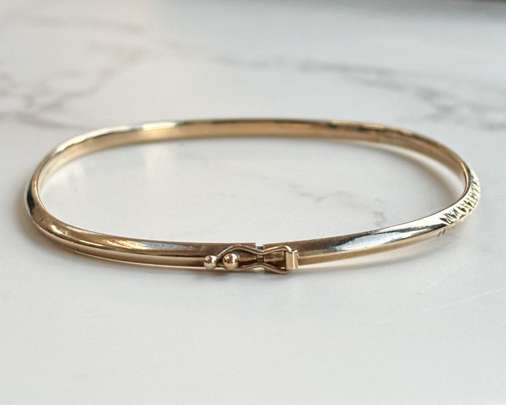 Vintage 9ct Gold Slim Bangle - Aladdins Cave Jewellery