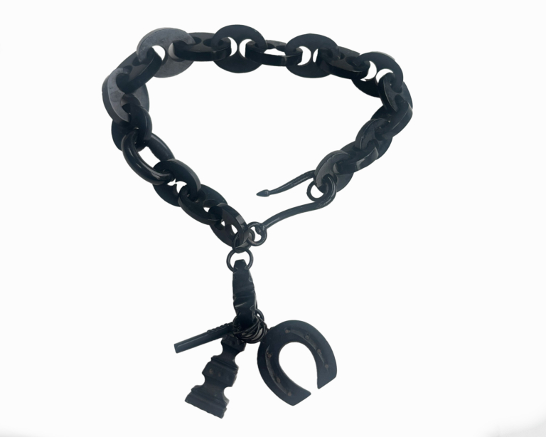 Victorian Whitby Jet Charm Bracelet - Aladdins Cave Jewellery